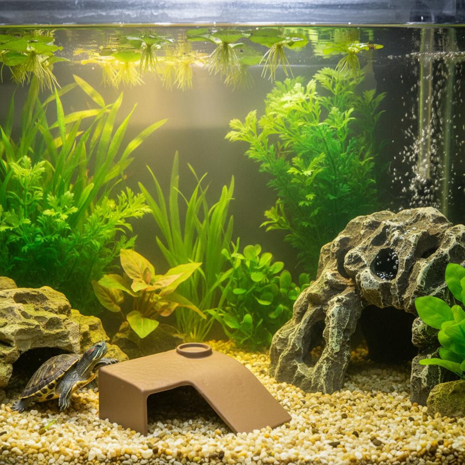 BASKING CAVE PLATFORM Polished Edges Ceramic Turtle Ramp Natural Rock ...