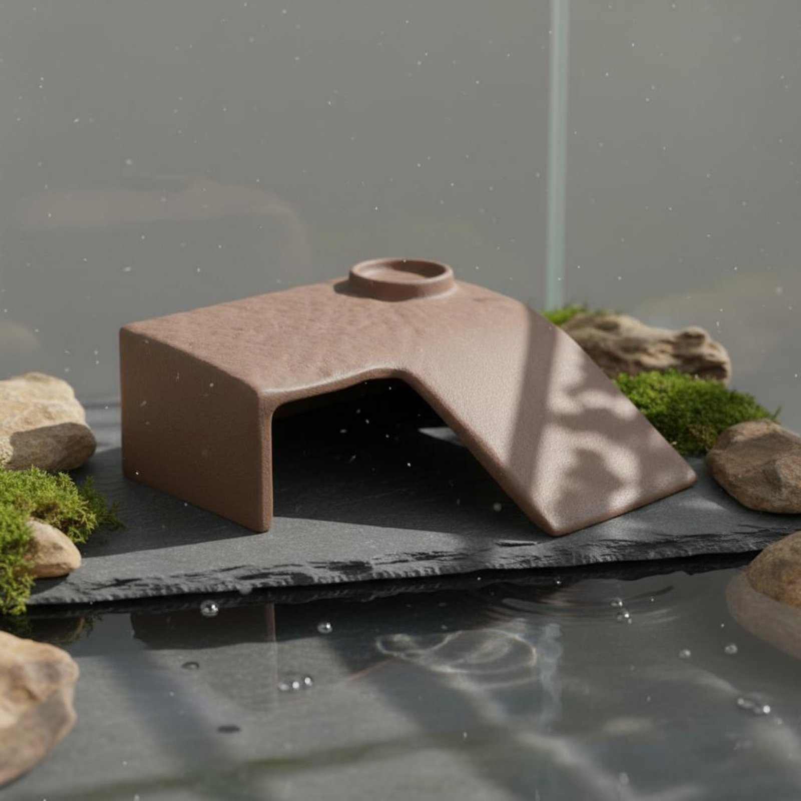 BASKING CAVE PLATFORM Polished Edges Ceramic Turtle Ramp Natural Rock ...