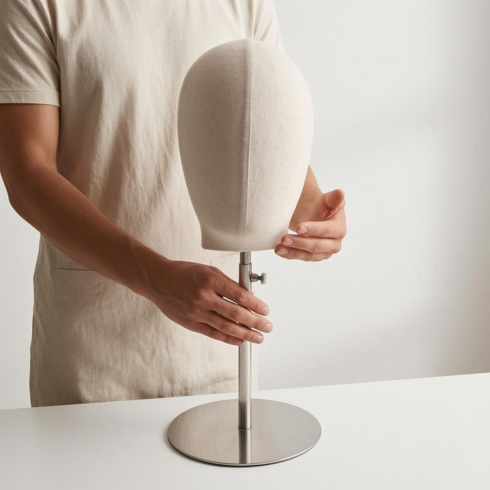 Cloth-Covered Mannequin Head Stand Detachable Display Model Easy ...
