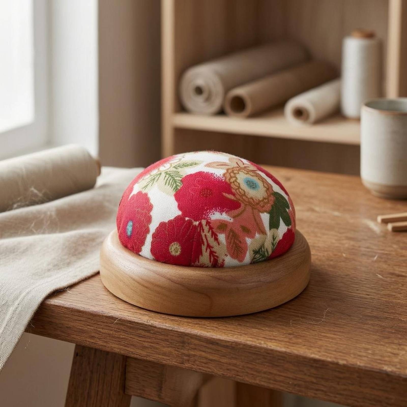 Sewing Pincushion Handmade Needle Organizer Pincushion with Wood Base ...